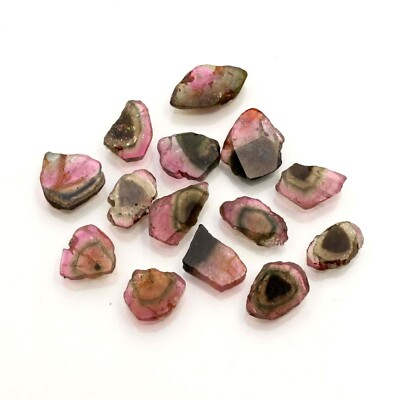 100% Natural Bi-Tourmaline Polish Slices Loose Gemstone Cabochon 28 ...