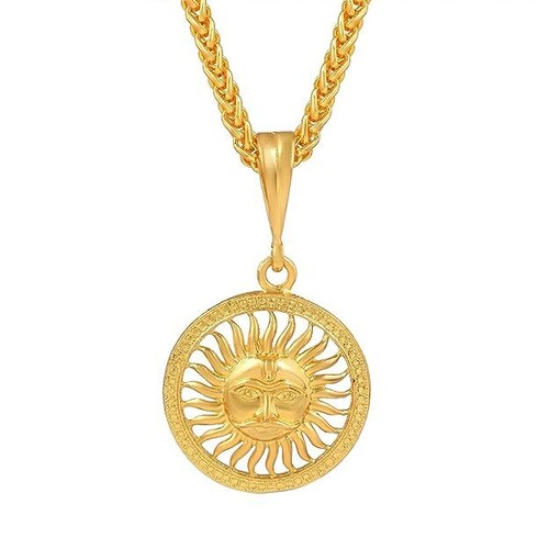 Gold Plated Sun / Surya Locket Chain Pendant Necklace Jewelry For Men ...