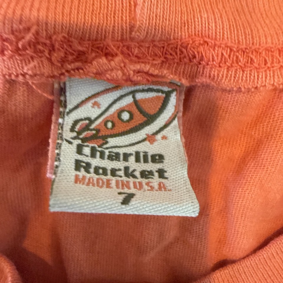 Charlie Rocket Sleeveless Boys Size Youth 7 Sharks Orange T-Shirt | eBay
