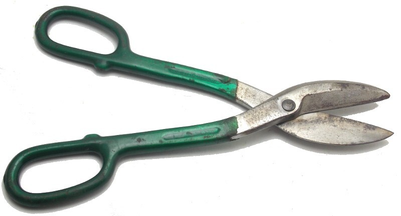 Vintage Diamond 12.5" Green Handle Tin Snips Cutting Shears Model DS-12 ...