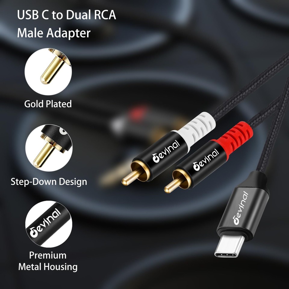 USB C to RCA Audio Cable, Type C to Dual RCA/Phono TRS Stereo Cord ...