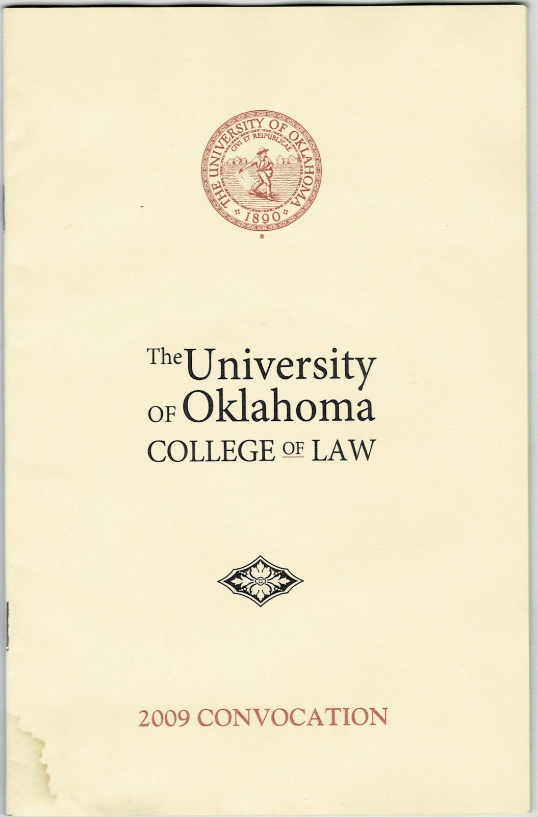 Oklahoma University-College of Law 2009 Convocation program (A) | eBay