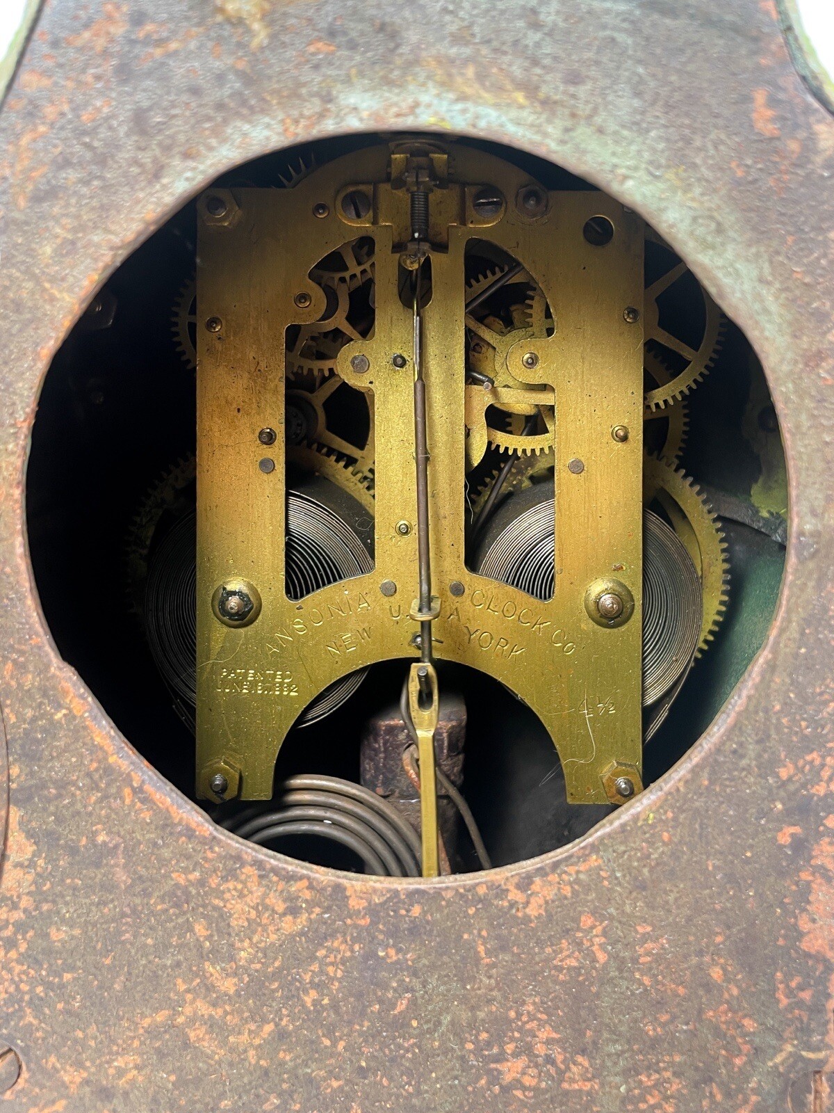 Antique 1904 Ansonia Model “Calais” 8 Day Movement Clock. Enameled Iron ...