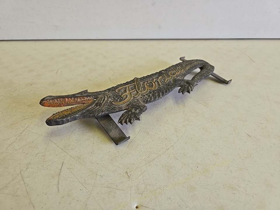 Antique 14" Cast Aluminum Forida Land Of Sunshine Alligator License ...