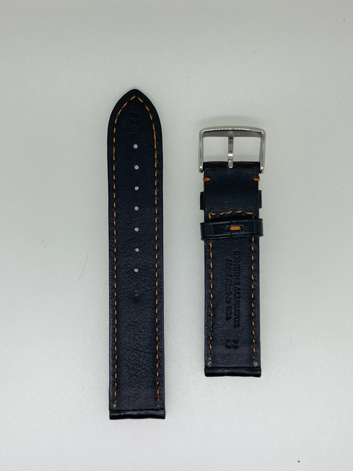 Hadley Roma 20MM Black with orange thread hand made Alligator watch ...