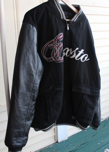 Men's EXSTO wool/leather BLACK Winter VARSITY/BASEBALL JACKET COAT | eBay