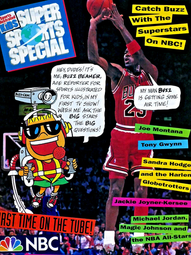 Michael Jordan Buzz Beamer VTG 1990 NBC Super Sports Original Print Ad ...