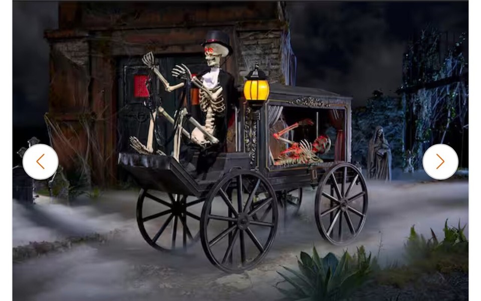 Home Depot Halloween Home Accents 5 ft Animated LED Hearse Skeleton NEW ...