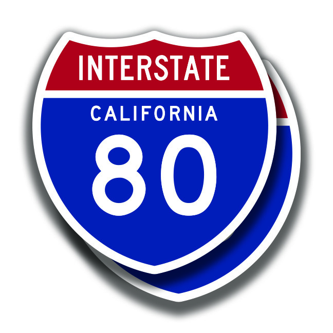 CALIFORNIA INTERSTATE 80 STICKER 2 Decals Road Sign Bogo Highway Car ...