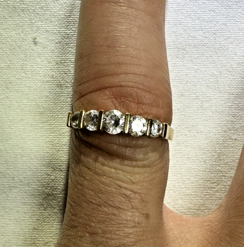 DIAMONIQUE 14k Yellow Gold DQ CZ Five Stone Row Ring Size 7 - 2 Grams ...