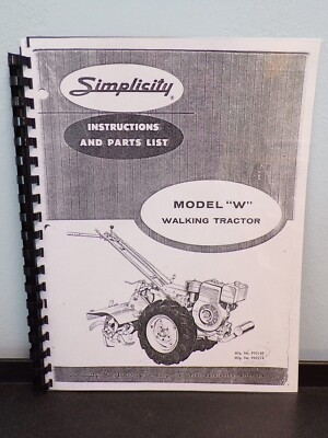 Simplicity Walk-Behind model W Walking Garden Tractor Owner + Parts ...