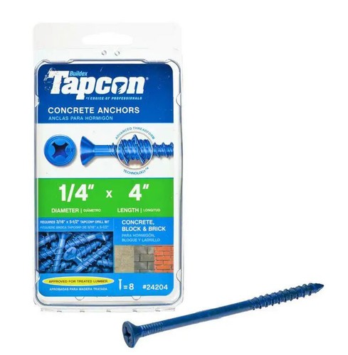 Tapcon 1/4 in. x 4 in. Phillips-Flat-Head Concrete Anchors (8-Pack ...