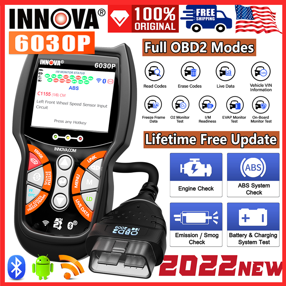 INNOVA 6030P Car OBD2 Scanner ABS Engine Smog Check Battery Test Code ...