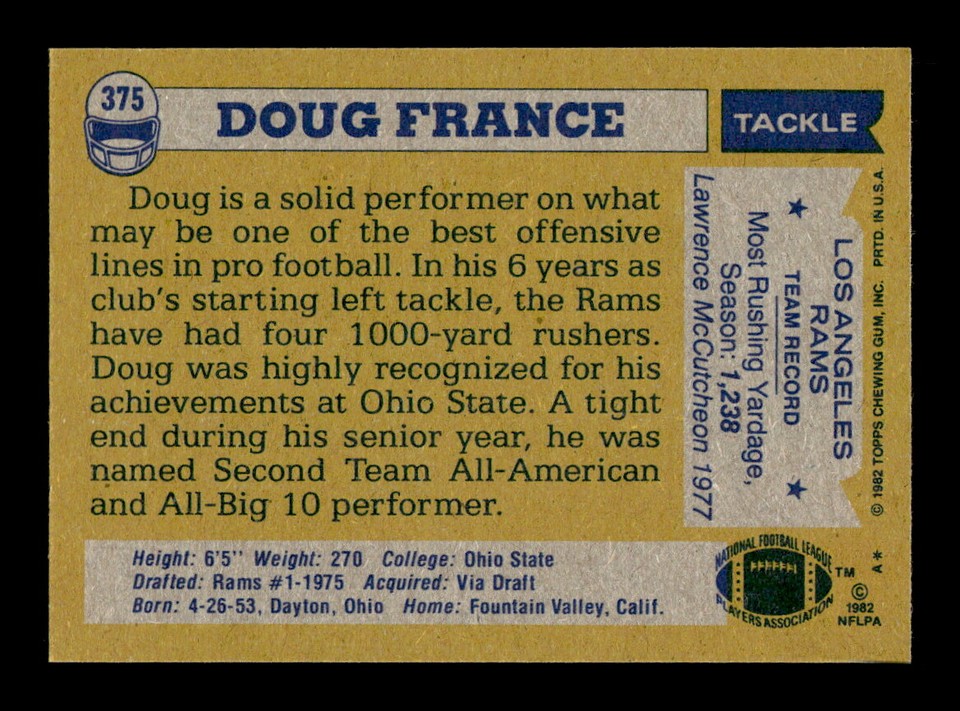 1982 Topps #375 Doug France | eBay