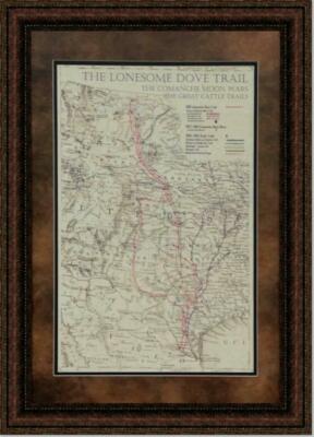 Lonesome Dove Trail Map | Framed Historic Texas Map with Double Mat | eBay