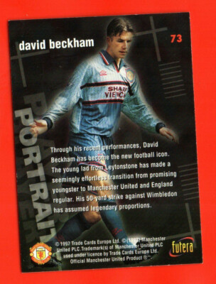 David BECKHAM 2nd ROOKIE CARD FUTERA PLAYER PORTRAITS 1997 #73 SEE ...