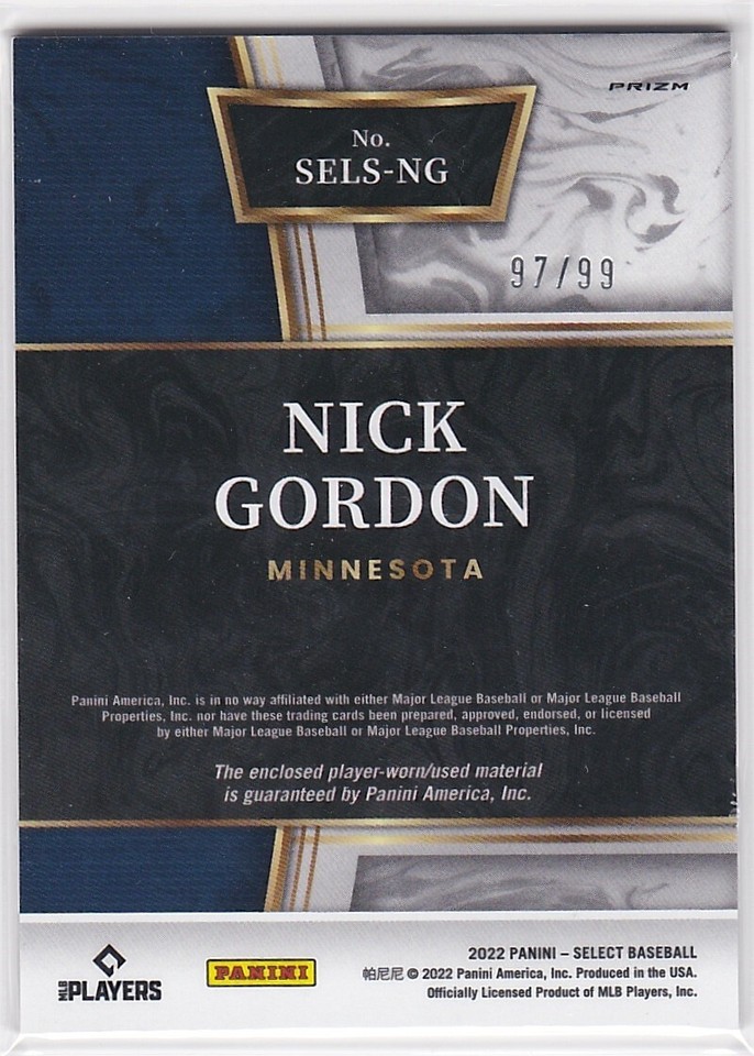 2022 Select Swatches Relic Holo #SELS-NG Nick Gordon 97/99- Minnesota ...