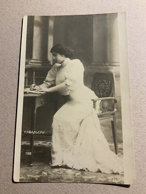 Maria Cavalieri Opera Singer RPPC Russian Real Photo Postcard Writing ...