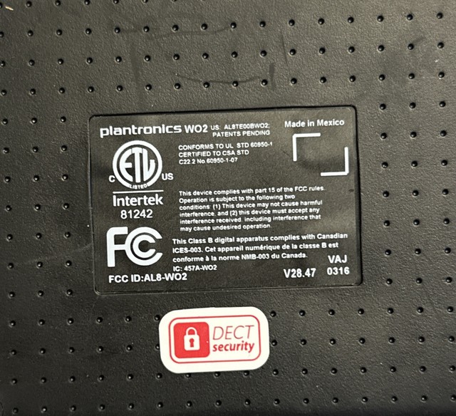 Plantronics Wo2 W02 6.0 DECT Wireless Bluetooth Headset for sale online ...