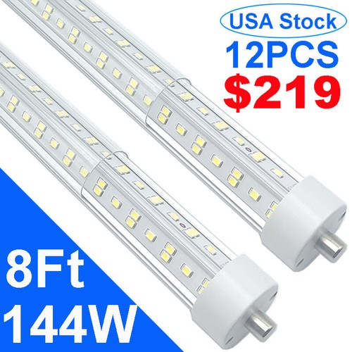 12/25Pack 144W T8 8FT LED Shop Light Single Pin FA8 8 Foot LED Tube ...