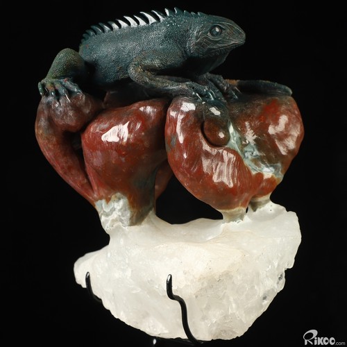 4.7" Bloodstone Hand Carved Crystal Lizard Sculpture, Crystal Healing ...