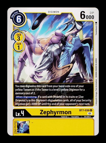 Zephyrmon BT7-036 Yellow Digimon Card CCG Trading Card | eBay
