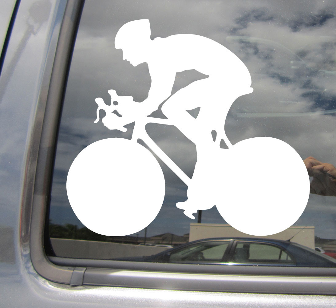 Cyclist Cycling - Biking Bicyclist Racing Car Window Vinyl Decal ...