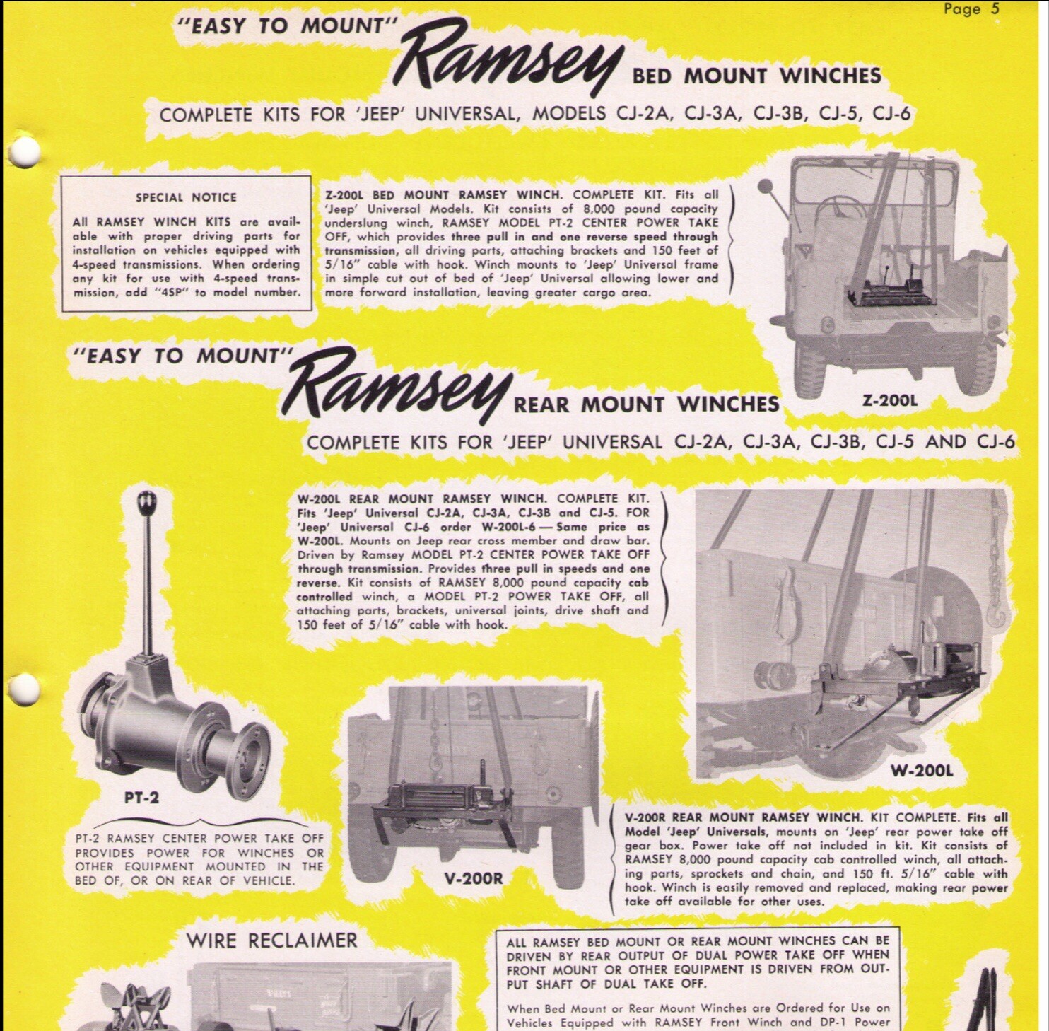 Vintage Ramsey Winch PTO Model PT2 Jeep CJ-2A 3A 3B 5 | eBay