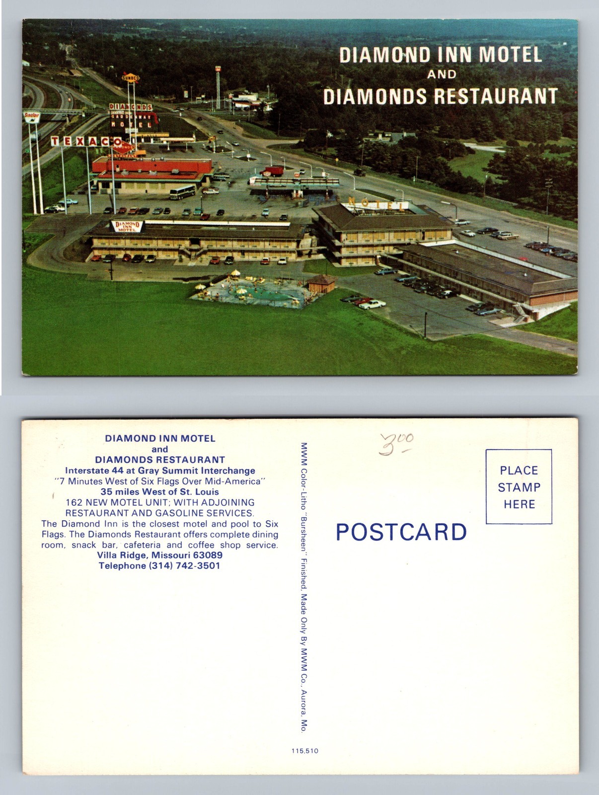 Villa Ridge, MO-Missouri, Diamond Inn Motel Roadside Scene Old Vintage ...