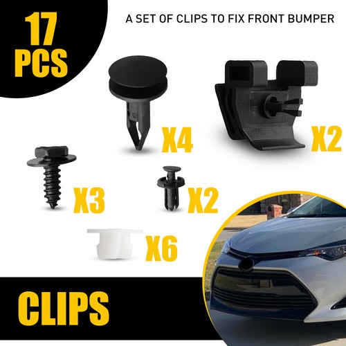 17pcs Front Fix Bumper Fastener Clips Retainer Fit 2009-2019 Toyota ...