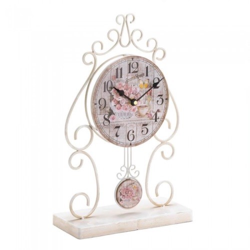 Zings & Thingz 57073497 Vintage Rose Tabletop Clock Cream for sale ...
