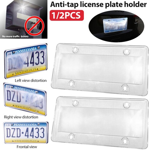 2 PCS Clear License Plate Covers Tag Frame Bubble Shield Car Truck US ...