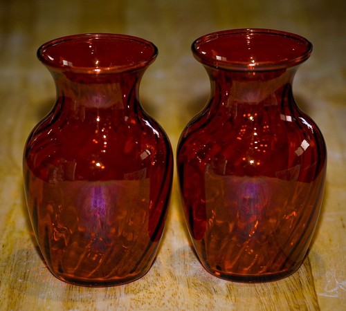 VINTAGE INDIANA GLASS Ruby Red Flower Vases 5" Set Of 2 Made In USA | eBay