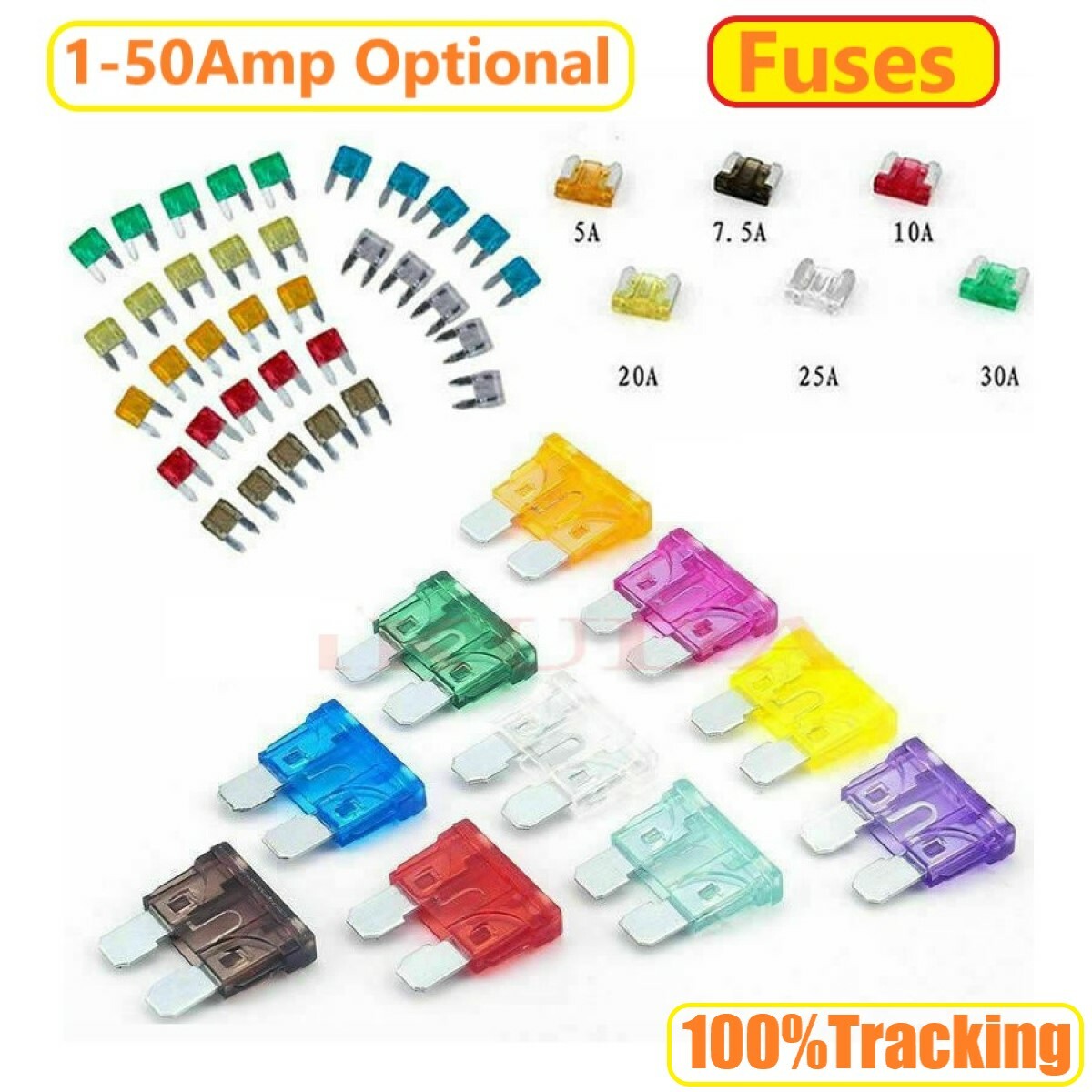 10pcs 50Amp/50A Auto Car ATO Blade FUSE Fuses standard 19mm*19mm*5mm | eBay