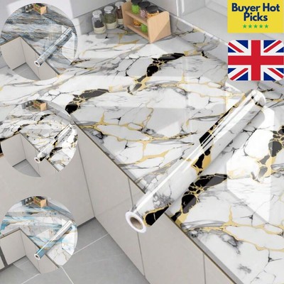 Self Adhesive Kitchen Worktop Covering Vinyl Wrap Cupboard Door Marble ...