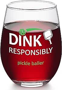 Dink Responsibly Stemless Wine Glass, Funny Pickleball Gifts for Women ...