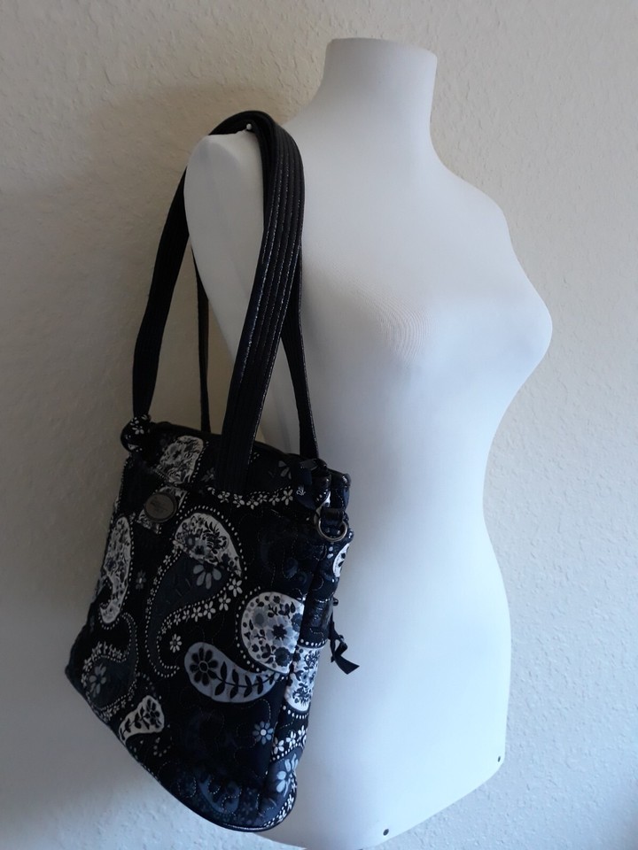 Donna Sharp Black & White Paisley Quilted & Patent Medium Shoulder ...