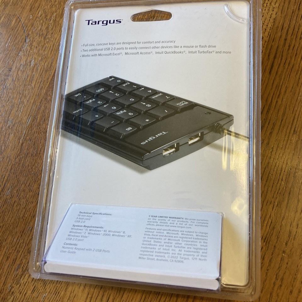 TARGUS NUMERIC KEYPAD WITH 2 PORT USB HUB PAUK10U - NEW SEALED | eBay