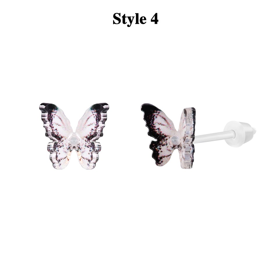 1/9 Pairs Butterfly Stud Earrings Plastic Resin Ear Studs Helix ...
