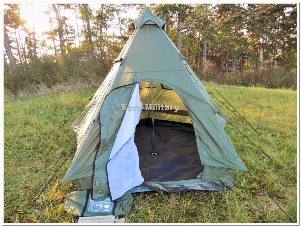 Military&Outdoor Four Man Pyramid Tipi Tent Camping Hunting Waterproof ...