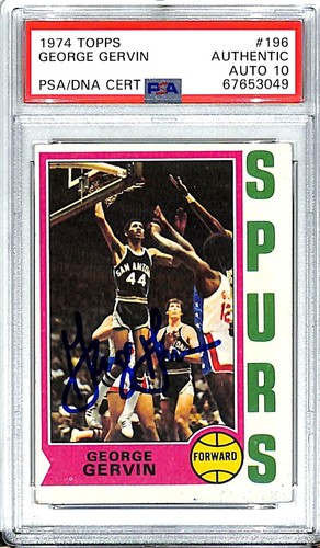 1974 Topps GEORGE GERVIN Signed Spurs Rookie RC #196 Auto Graded PSA ...