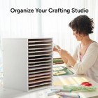 15 Slot Paper Organizer Storage, Wood Adjustable Shelves Paper Storage ...
