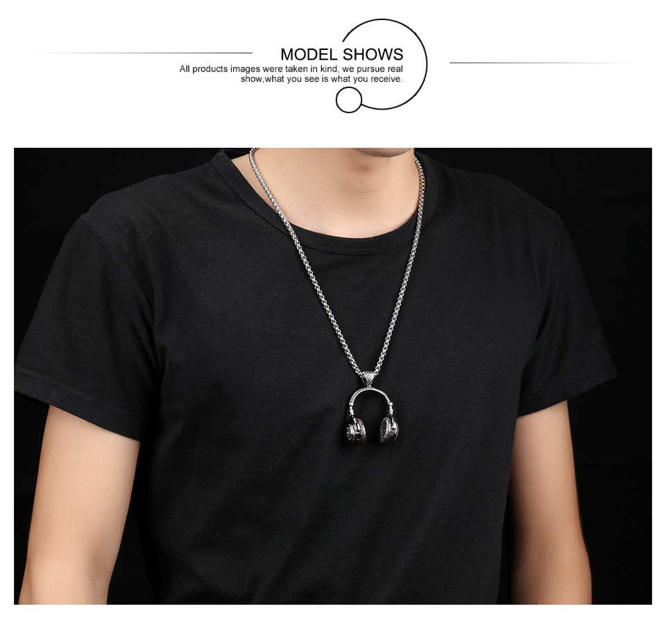 Punk Rock musicians Stainless Steel Necklace Biker headset design ...