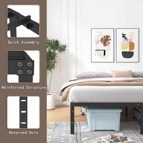 18 Inch Metal Platform Bed Frame Full King Queen Size Sturdy Steel Slat ...