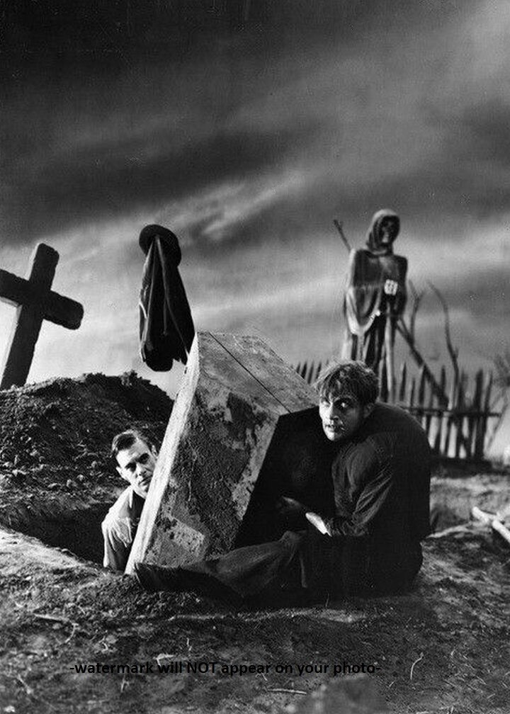 Scary FRANKENSTEIN Cemetery PHOTO Graveyard Casket Monster 1931 Creepy ...