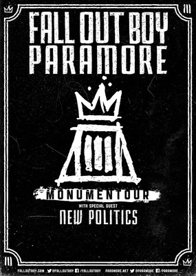 FALL OUT BOY /PARAMORE "MONUMENTOUR" 2014 NORTH AMERICAN CONCERT POSTER ...