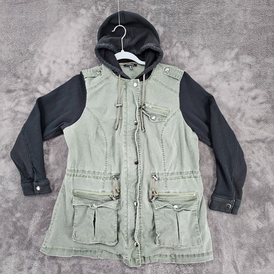 Torrid Jacket Women's 00 Green Black Hooded Full Zip Snap Button ...