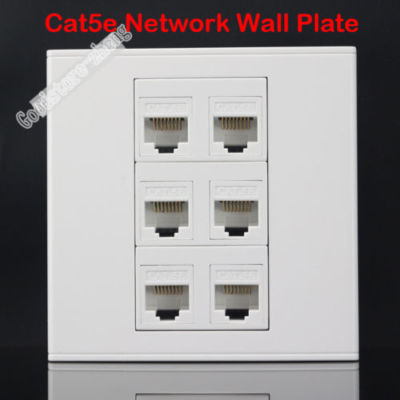 Wall Socket Plate 6 Ports CAT5E Cat5 RJ45 LAN Ethernet Network Panel ...