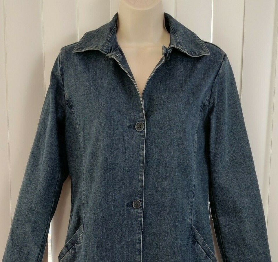 Vtg FACONNABLE Women's XS Blue Denim Stretch Jacket Chore Barn Coat ...