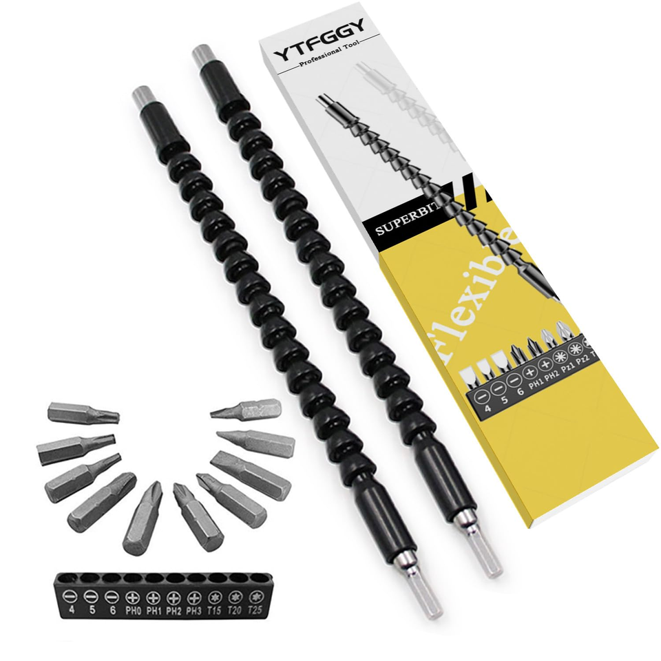 2 Flexible Drill Bit Extension w10 Drill Bits Magnetic Hex Screwdriver ...